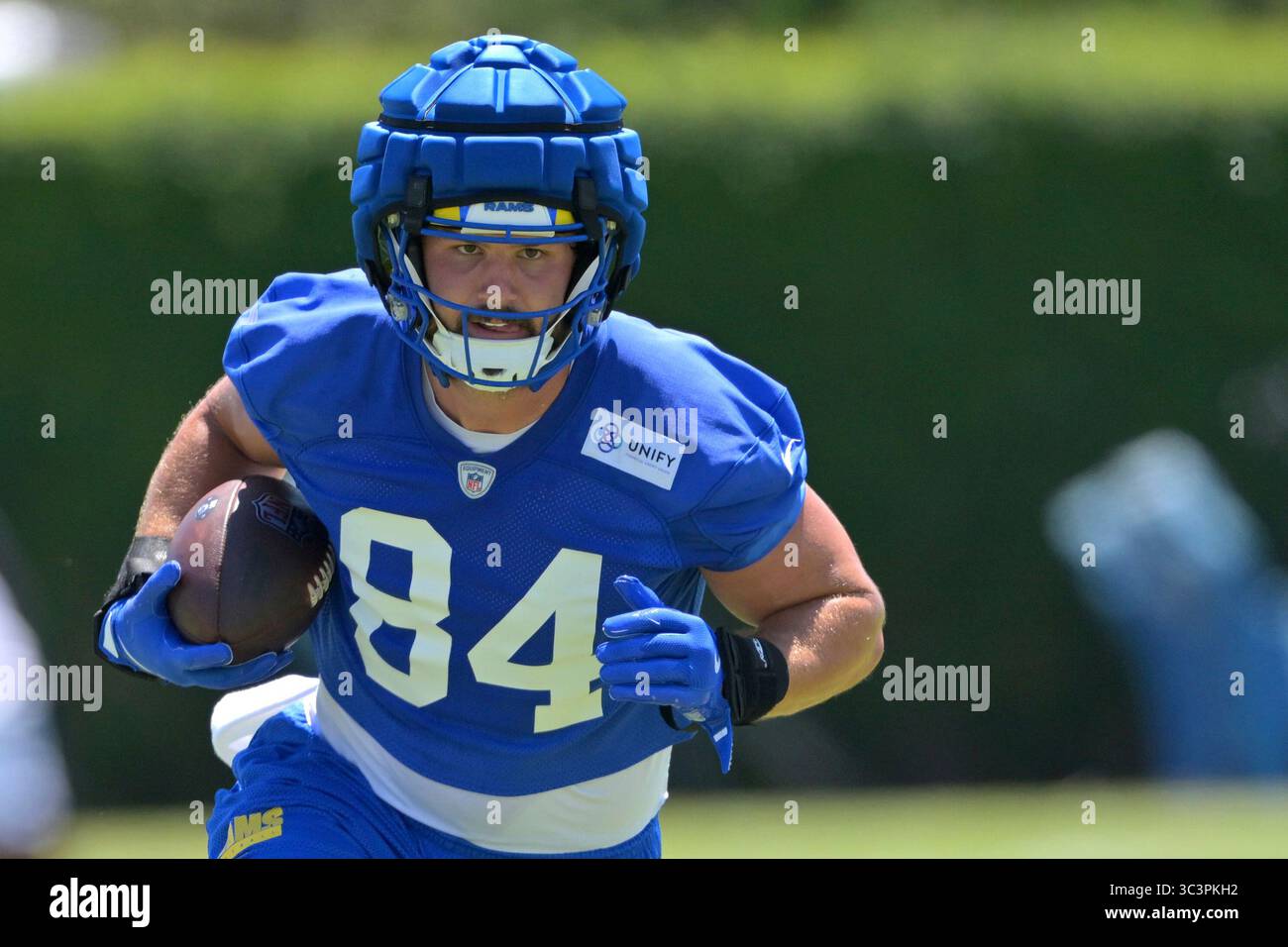 Los Angeles Rams tight end Colby Parkinson runs the ball during an NFL ...