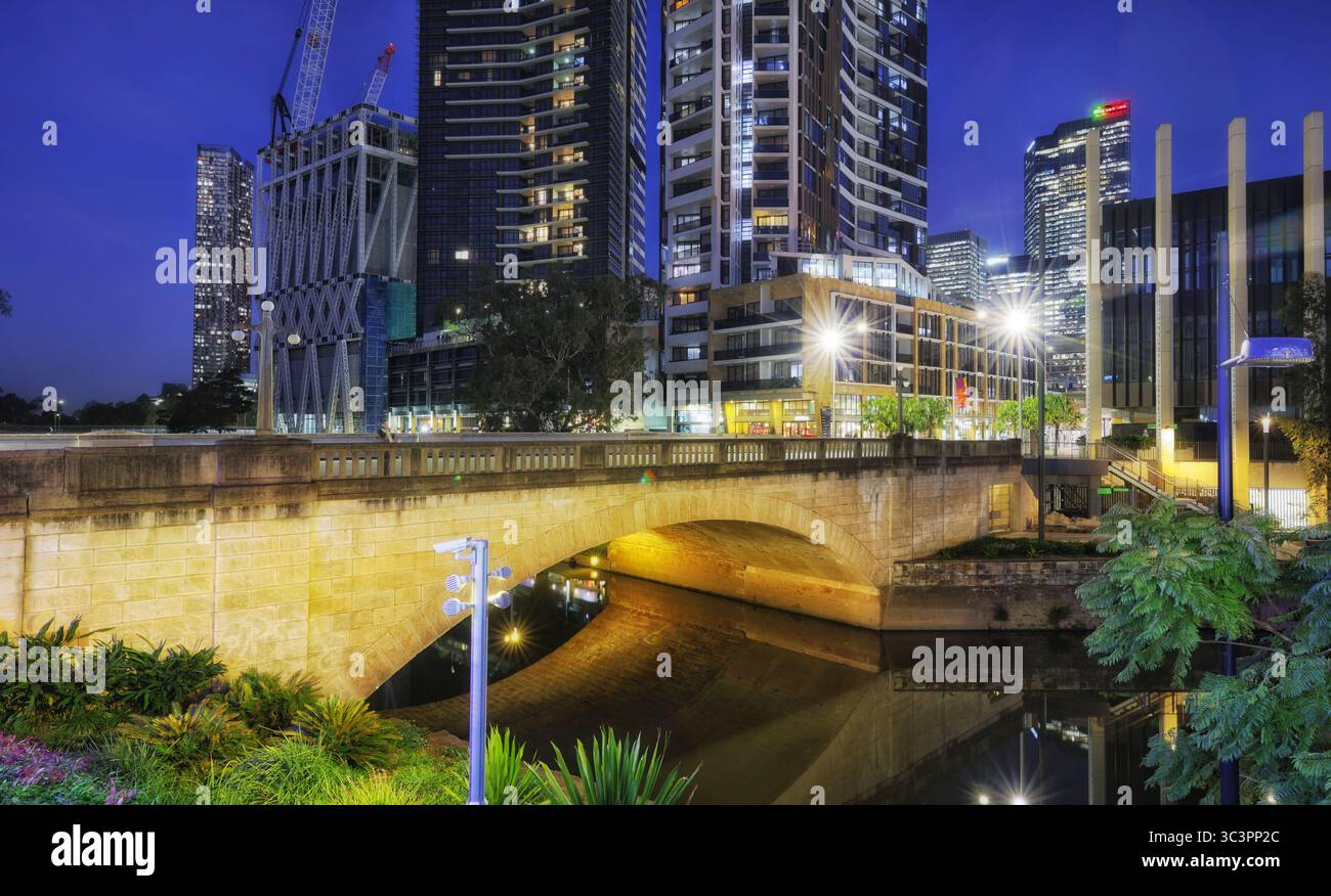 Lennox bridge across Parramatta river Church Street in Western SYdney ...