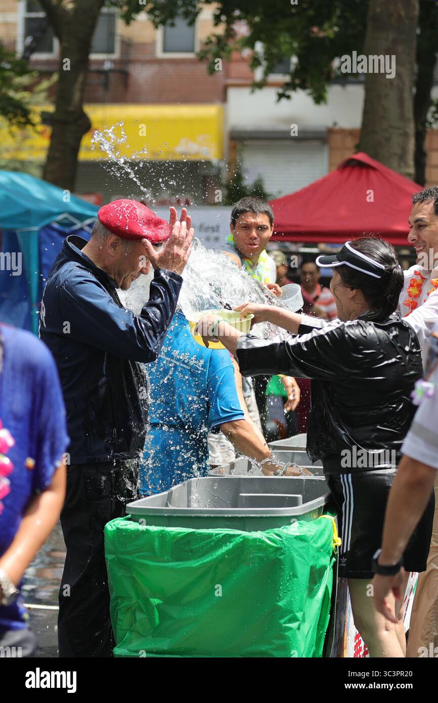 NEW YORK, NEW YORK – JULY 26: Mayoral candidate Curtis Sliwa dove into ...
