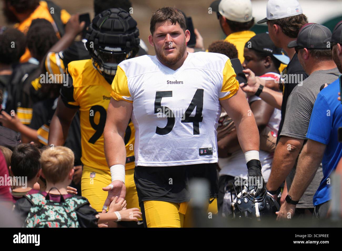 Pittsburgh Steelers center Zach Frazier (54) walks through a gauntlet ...