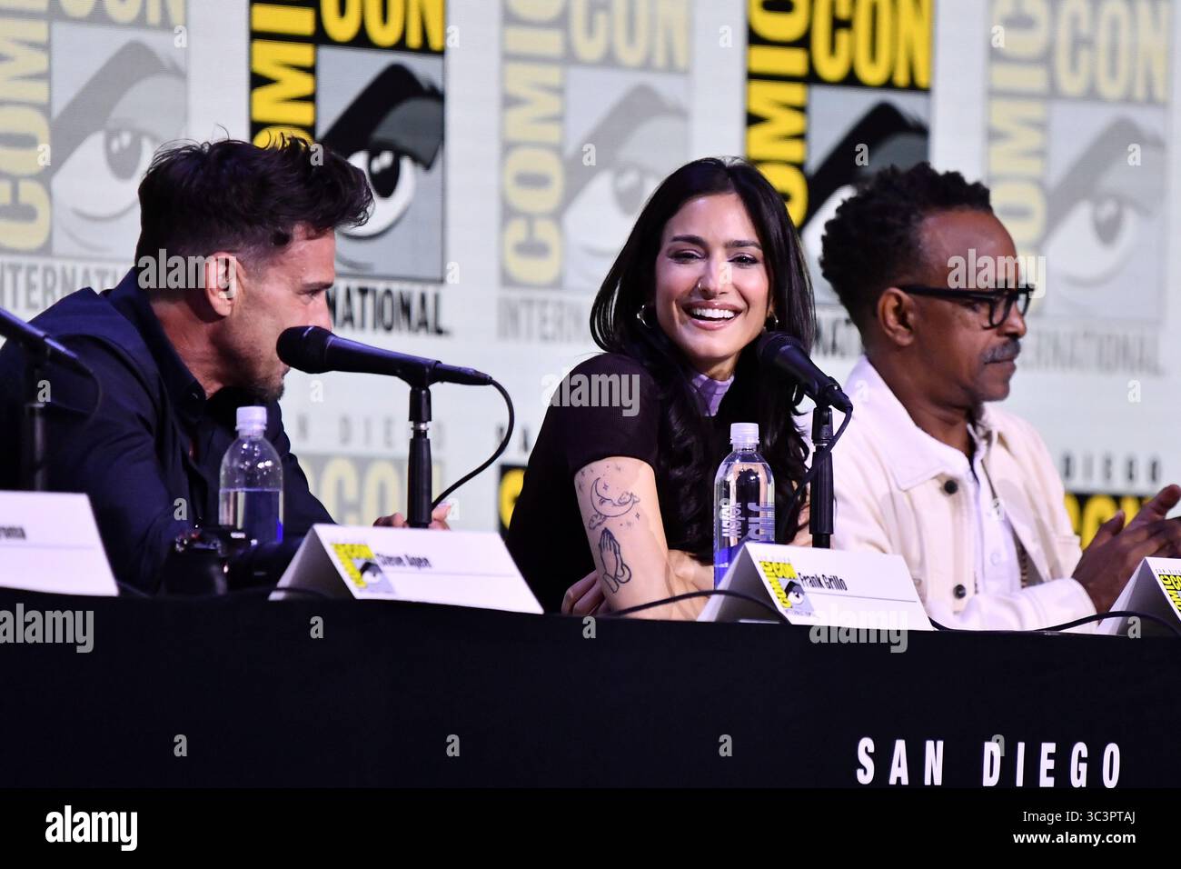 Frank Grillo, from left, Sol Rodriguez, and Tim Meadows attend a panel ...