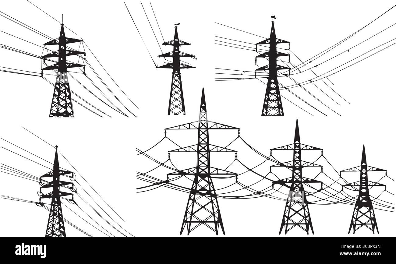 Collection of diverse transmission towers for energy infrastructure and ...