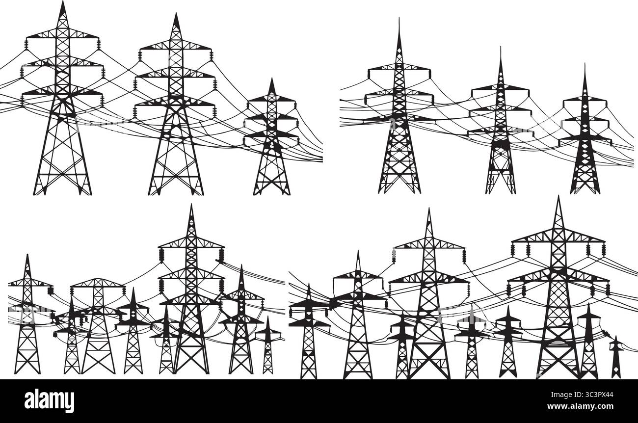 Collection of diverse transmission towers for energy infrastructure and ...