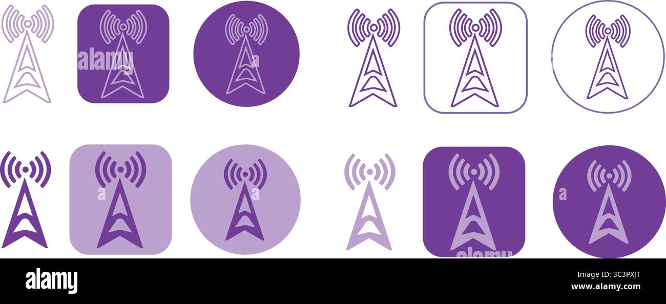 Set of modern communication tower icons, perfect for technology ...