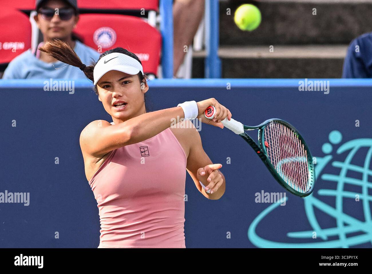 July 26, 2025, Washington, D.C, U.S: EMMA RADUCANU hits a forehand ...