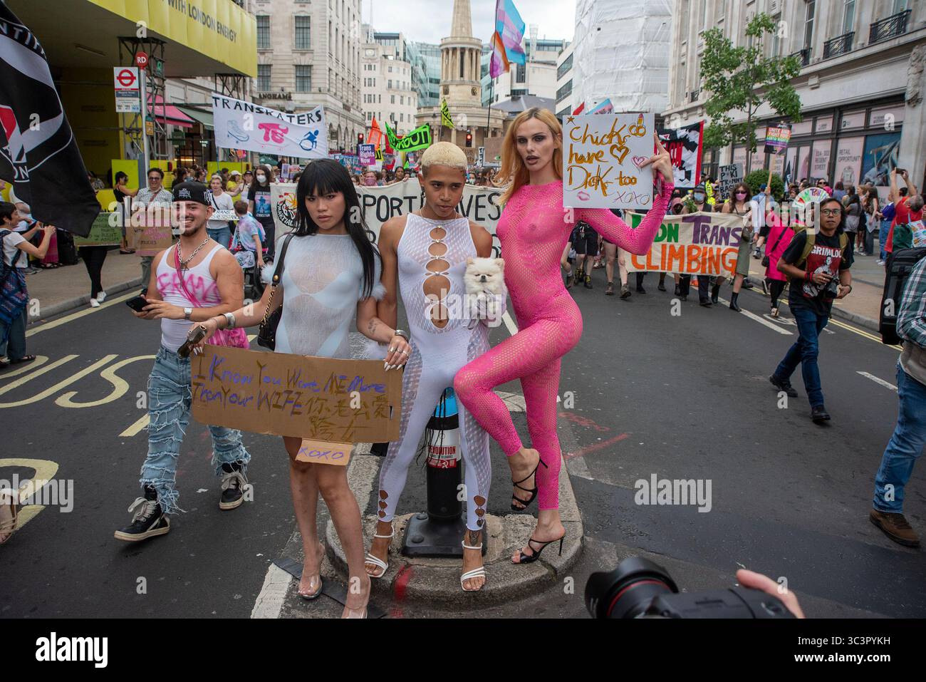 Transgender activists pose for a photo before the Trans Pride march ...