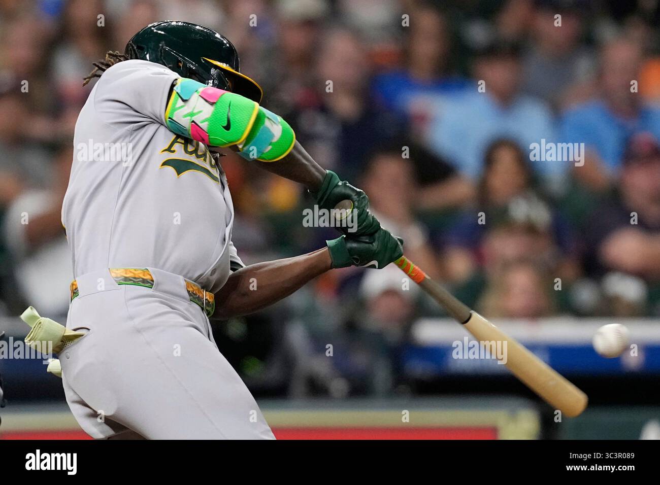 Athletics' Lawrence Butler hits a three-run home run against the ...