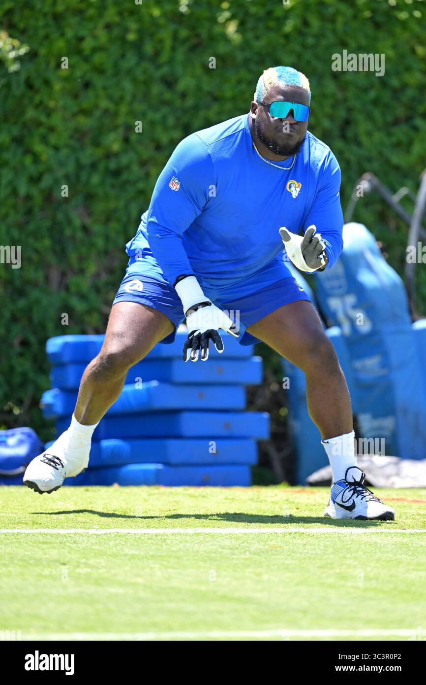 Los Angeles Rams defensive tackle Poona Ford works out during NFL ...