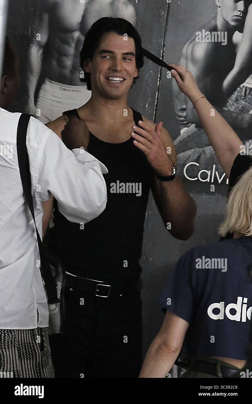 New York, NY July 25, 2025: Noah Fearnley filming on location for FX's ...