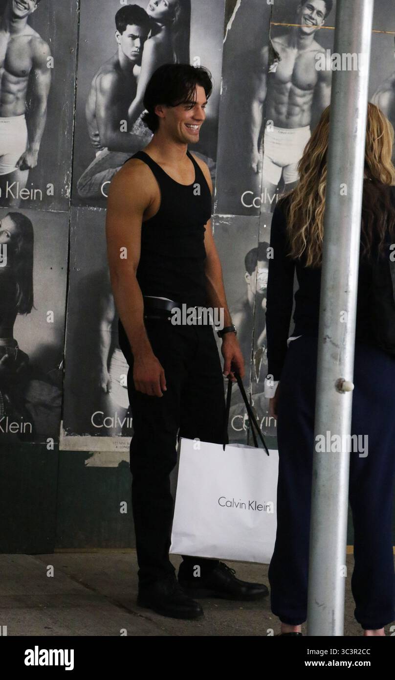 New York, NY July 25, 2025: Noah Fearnley filming on location for FX's ...