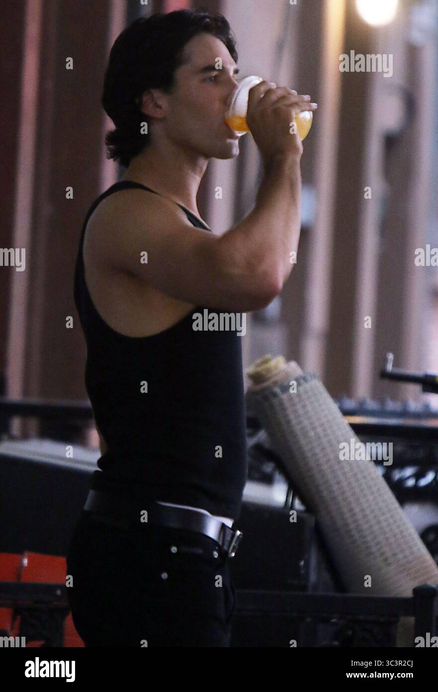 New York, NY July 25, 2025: Noah Fearnley filming on location for FX's ...