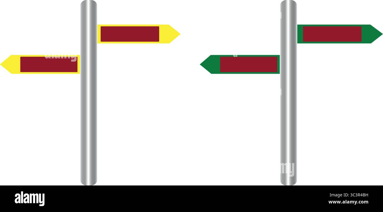 Directional signs pointing in opposite directions symbolize choices and ...