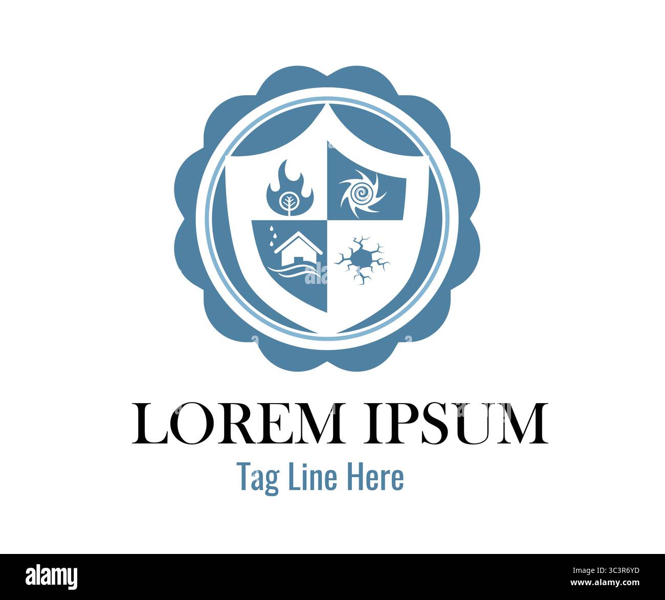 Various natural disaster management icon based logo vector illustration ...