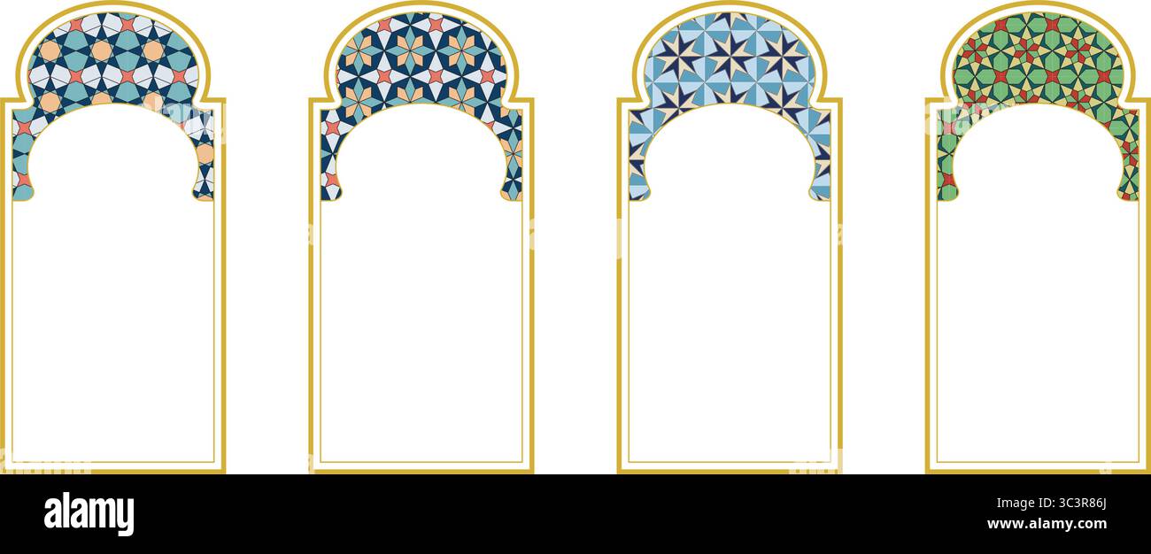 Vibrant Islamic window designs are presented with intricate geometric ...