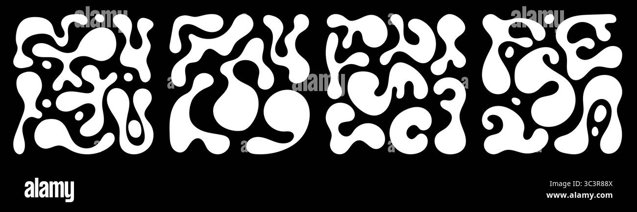 A collection of irregular, blob-like forms creates a striking pattern ...