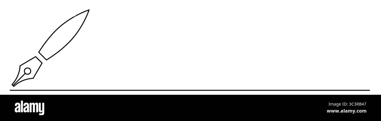 Writing ink pen, space for notice one line icon with caption ...