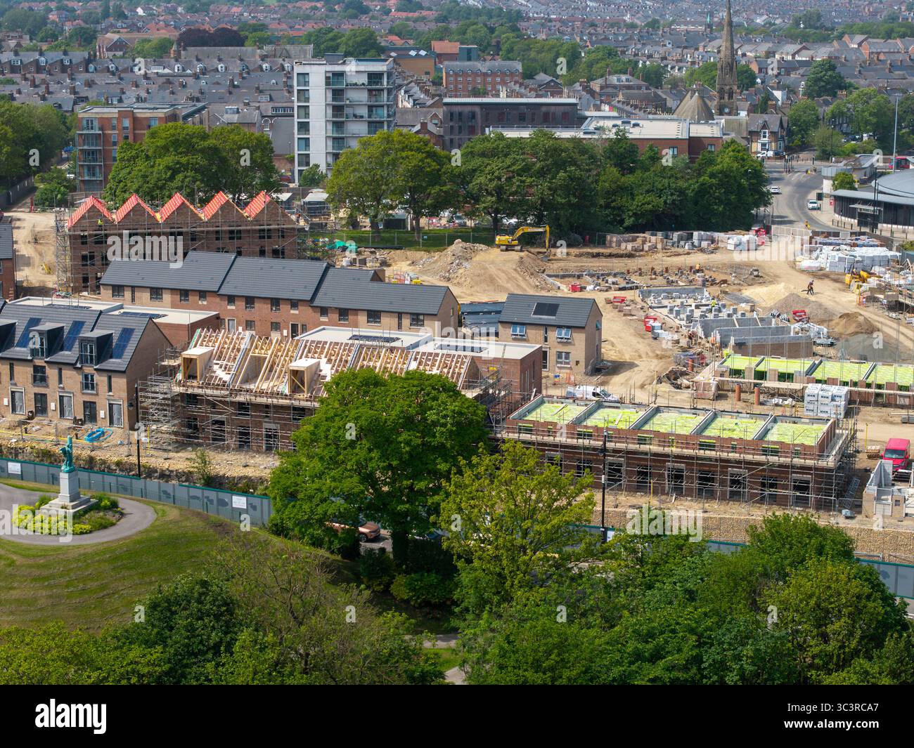 Aerial view of houses under construction in Sunderland city centre ...