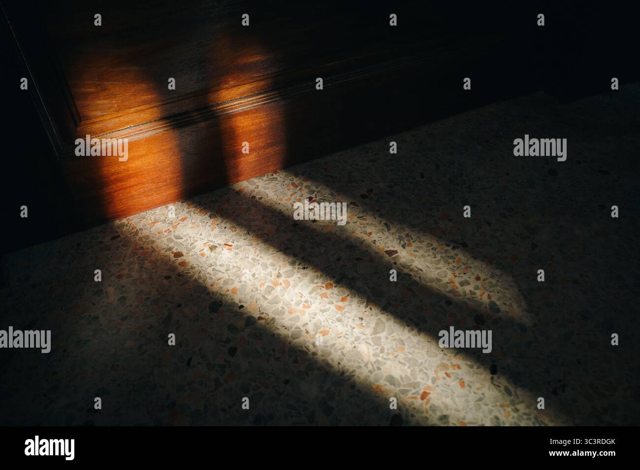 Warm Sunlight hits the wooden walls and marble floors Stock Photo - Alamy