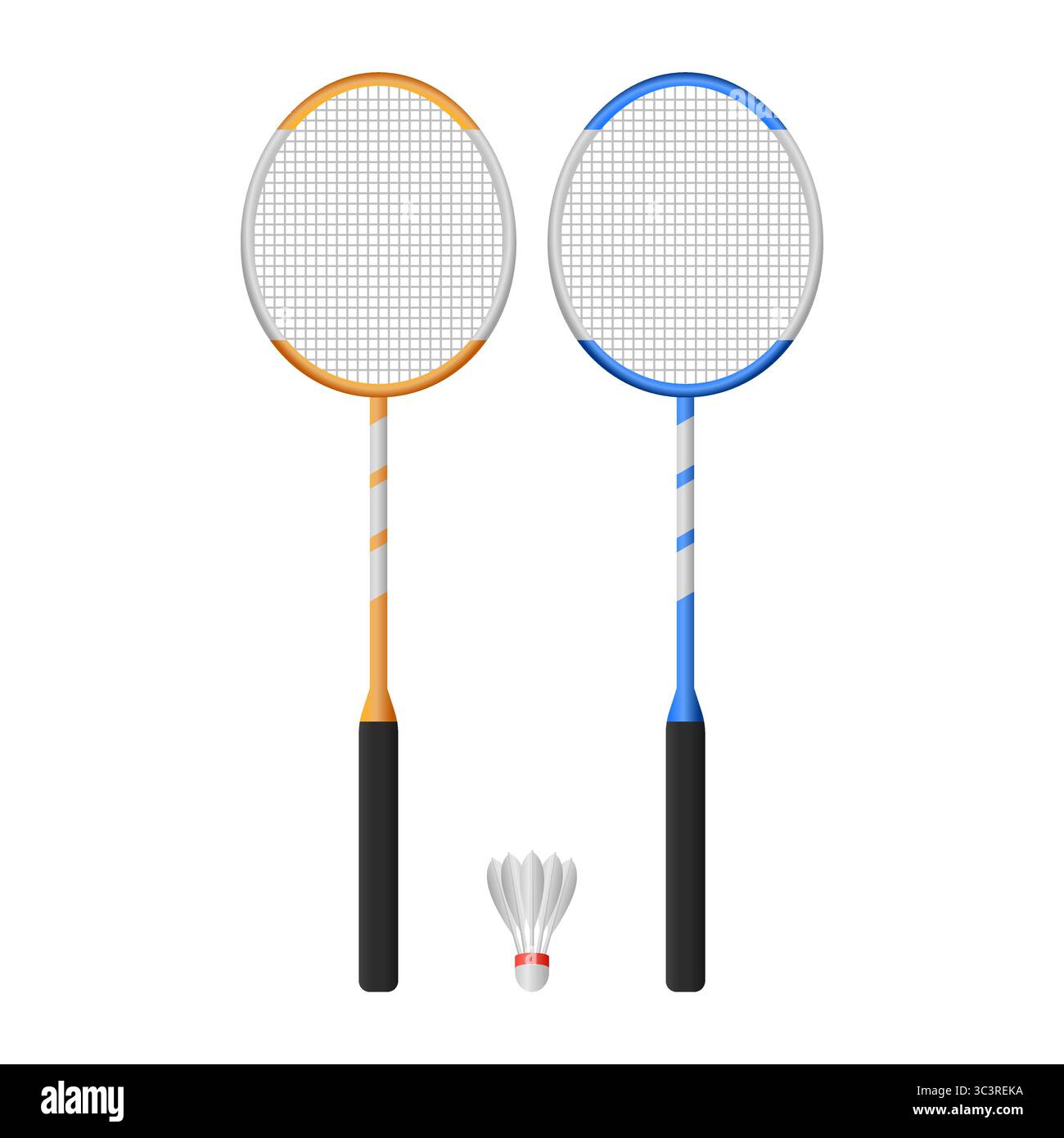 Badminton Rackets and Shuttlecocks Indoor Sports Vector. Two Badminton ...