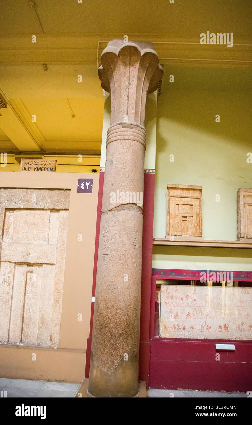 Egypt, Cairo, Egyptian Museum, a palm column from the mortuary temple ...