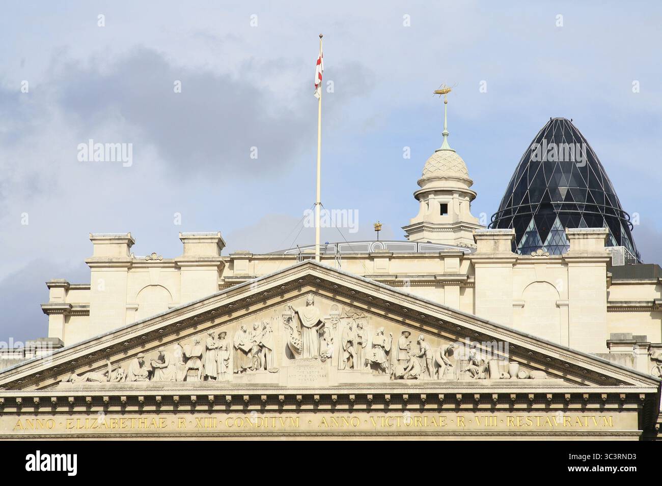 Architecture, part of the roof, Royal Exchange, in the background top ...