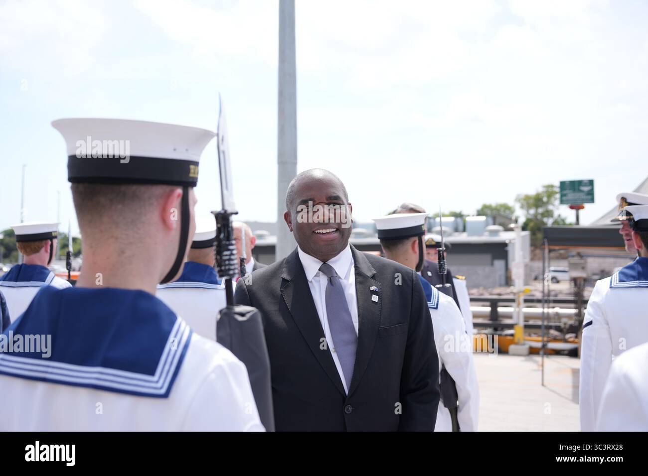 Foreign Secretary David Lammy meets members of the Royal Navy during a ...