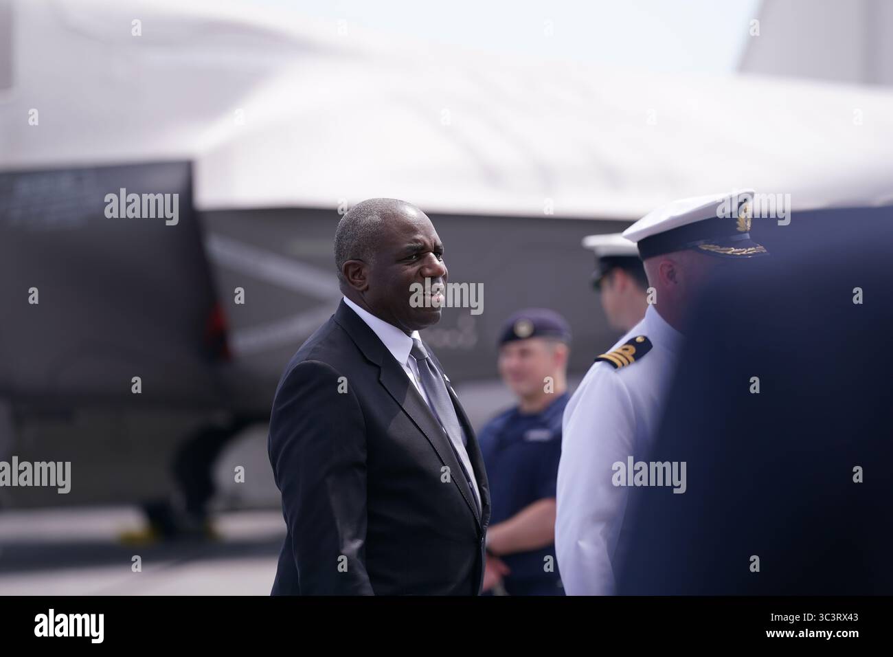 Foreign Secretary David Lammy during a visit to the HMS Prince of Wales ...