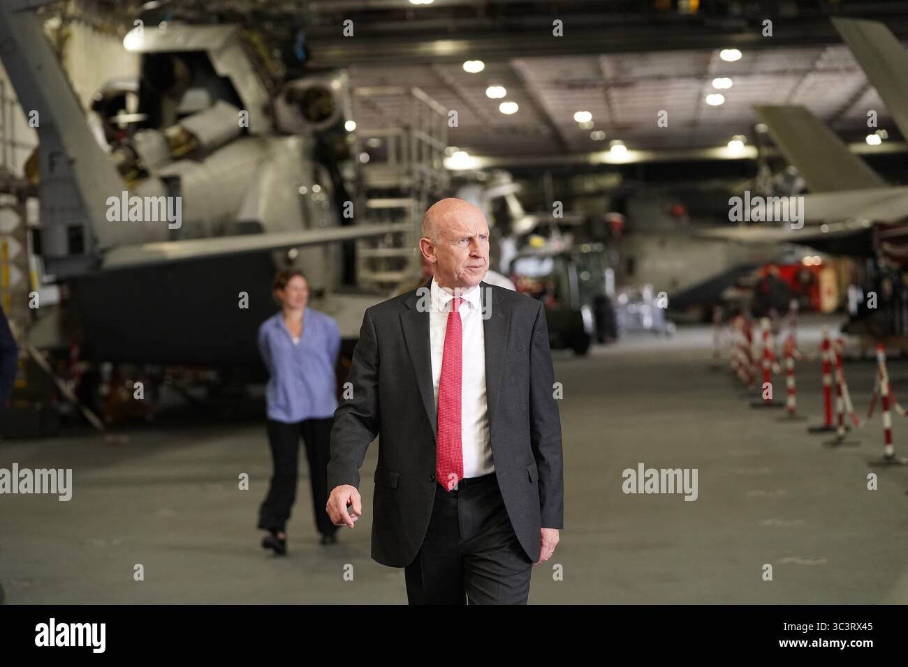 Defence Secretary John Healey during a visit to the HMS Prince of Wales ...