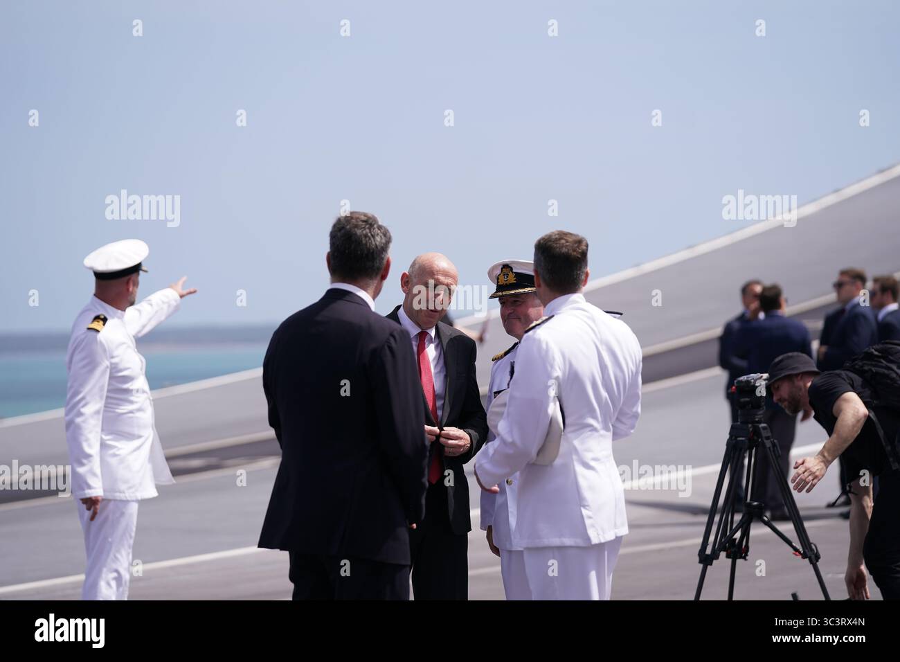Defence Secretary John Healey during a visit to the HMS Prince of Wales ...