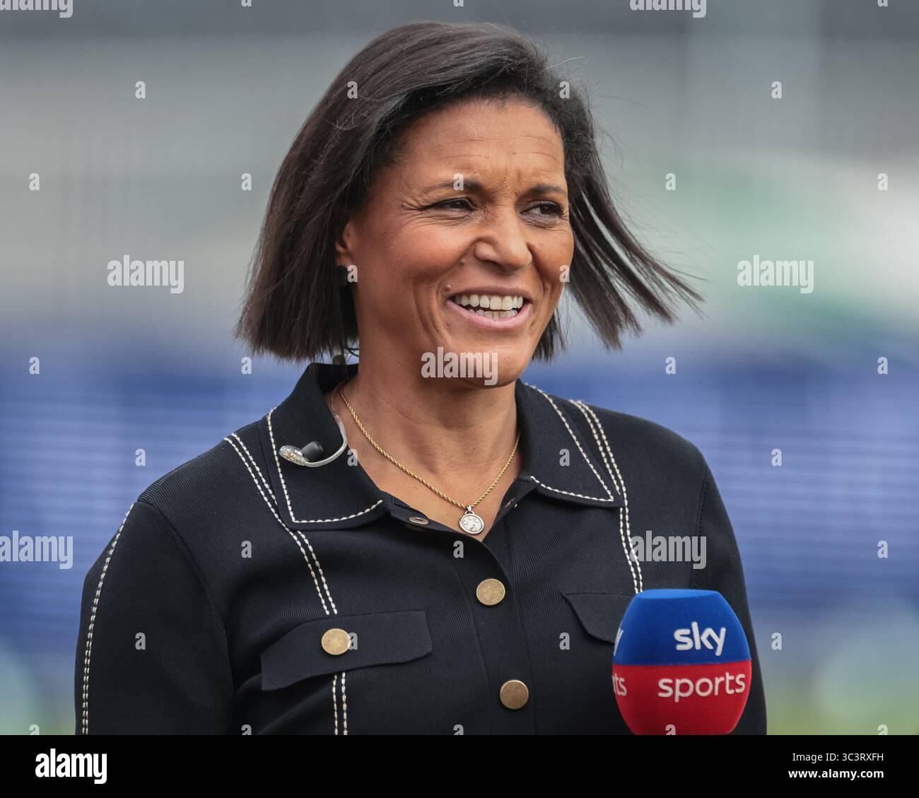 Broadcaster Mel Jones ahead of a live feed to Sky Sports Cricket during ...