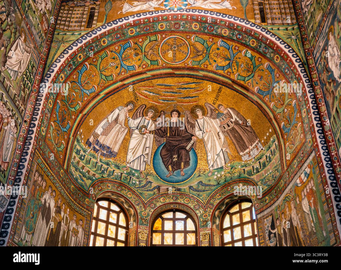 Mosaic depicting Christ as creator of the cosmos, Basilica of San ...