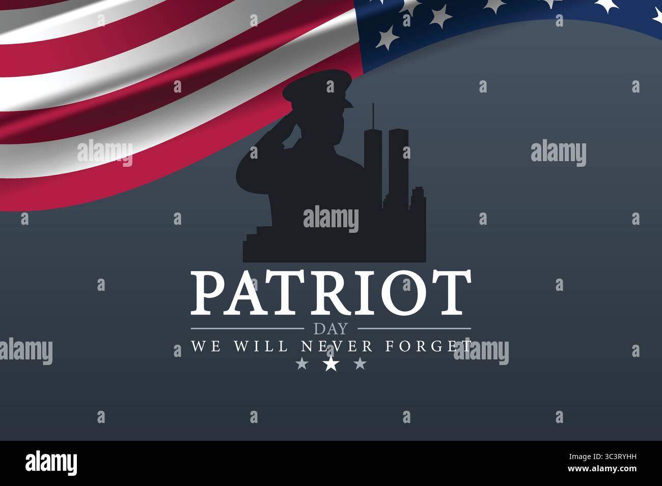 Patriot Day Memorial Design with Silhouettes Flag design Stock Vector ...