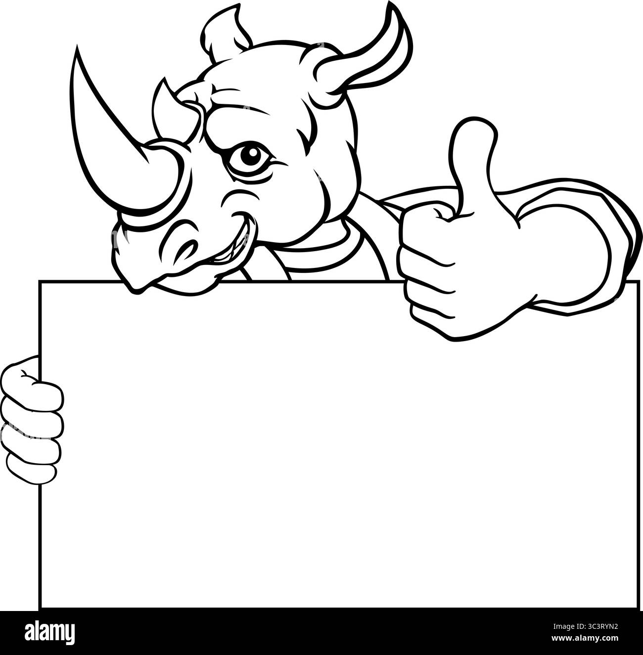 Rhino Painter Handyman Mechanic Plumber Cartoon Stock Vector Image ...