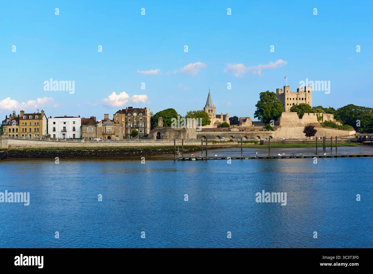 Rochester-upon-Medway riverfront, Kent, England, with riverside ...