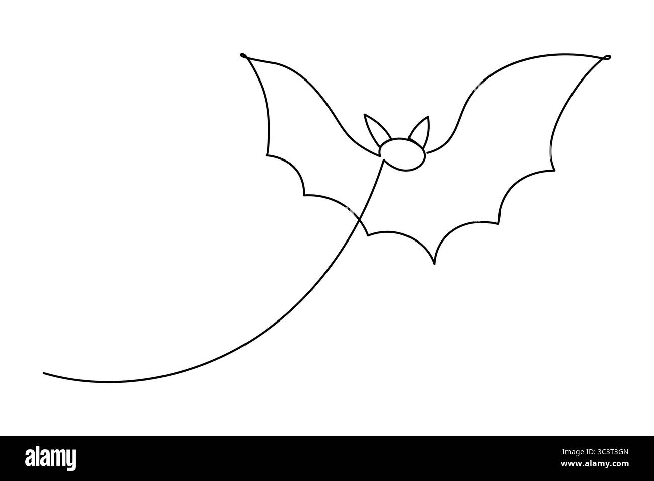 One line bat drawing in simple minimal style on clean white background ...