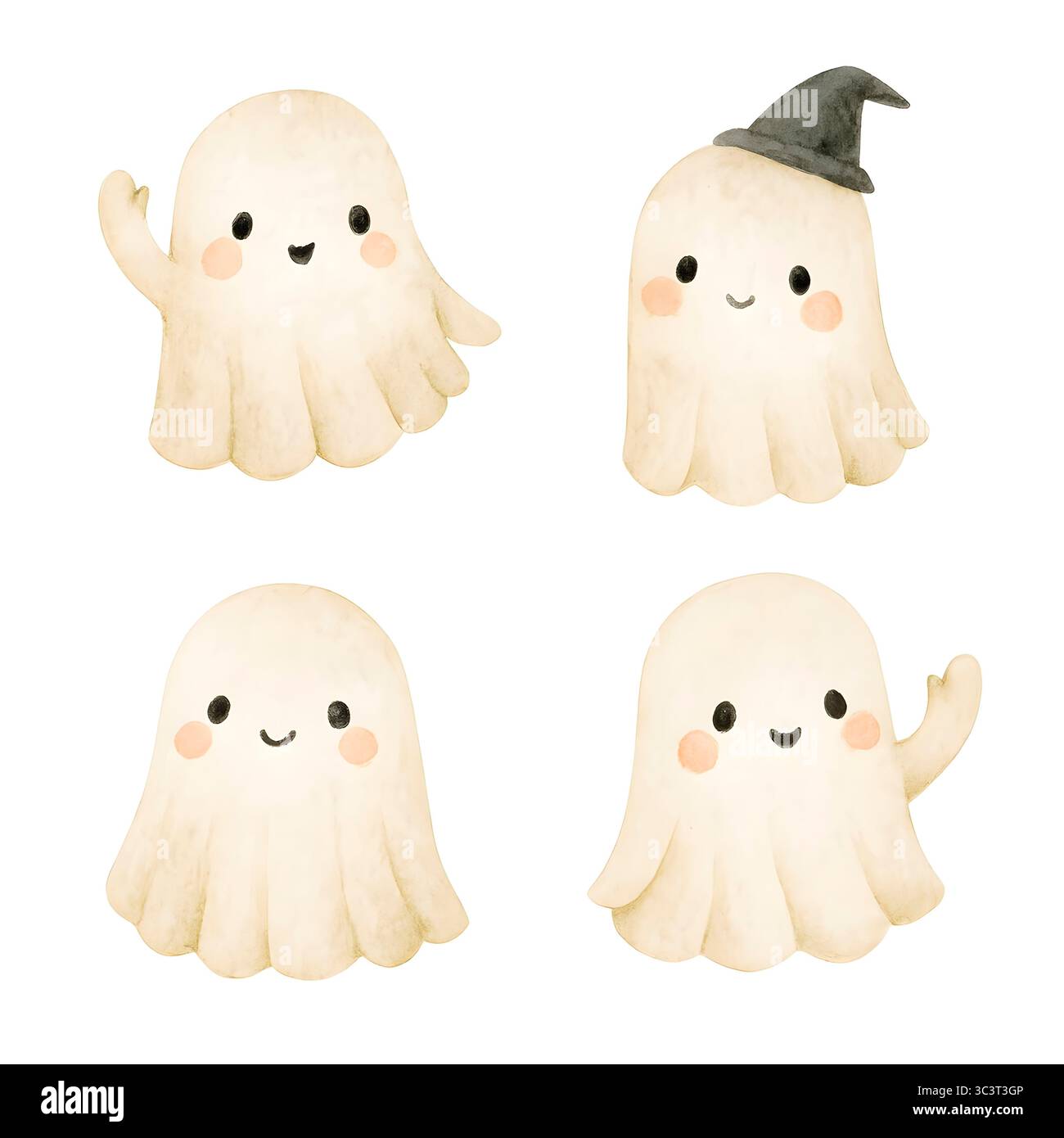 Hand Painted Halloween Clipart – Cute Ghosts, Props & Spooky Objects in ...