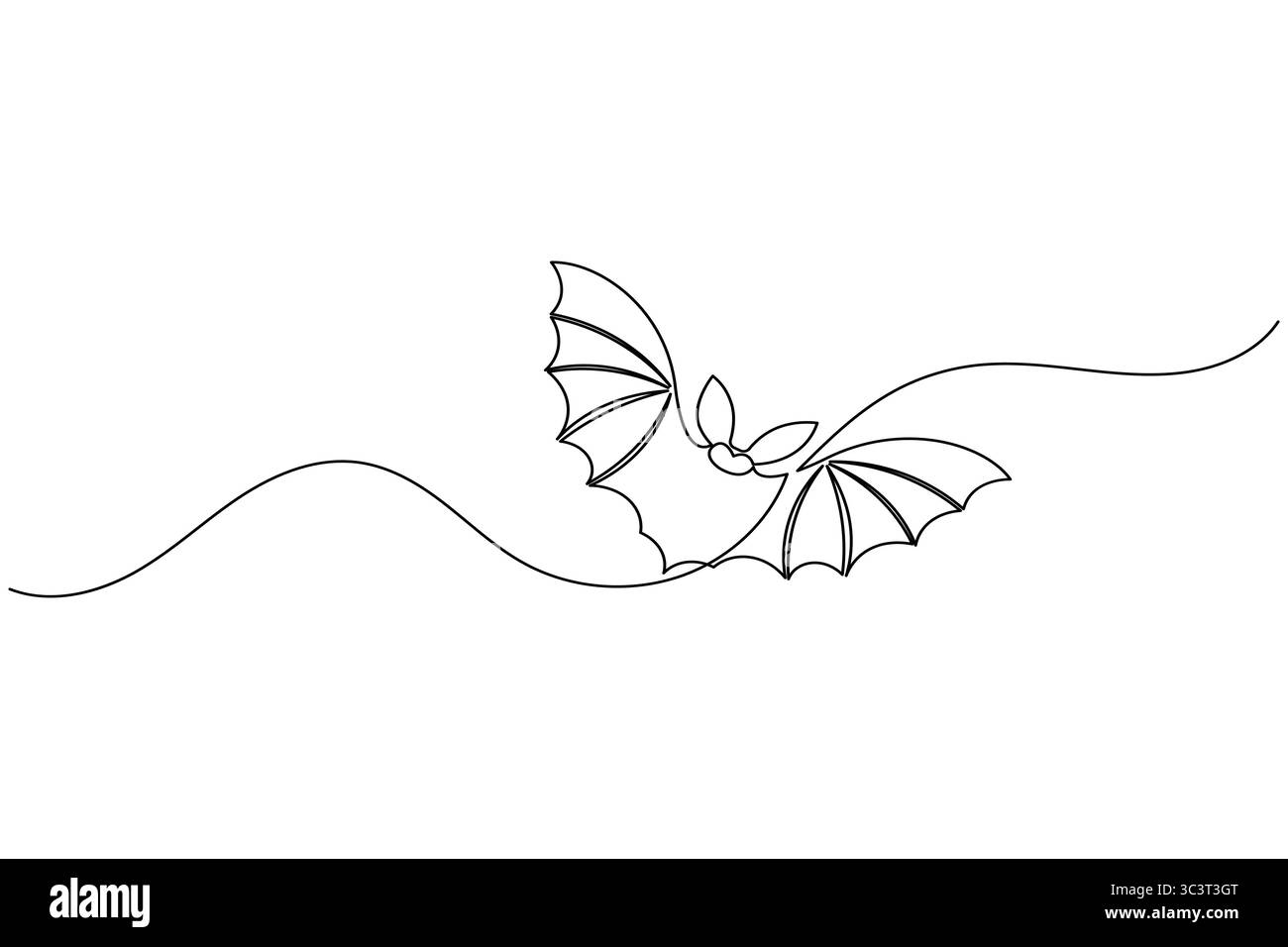 One line bat drawing in simple minimal style on clean white background ...
