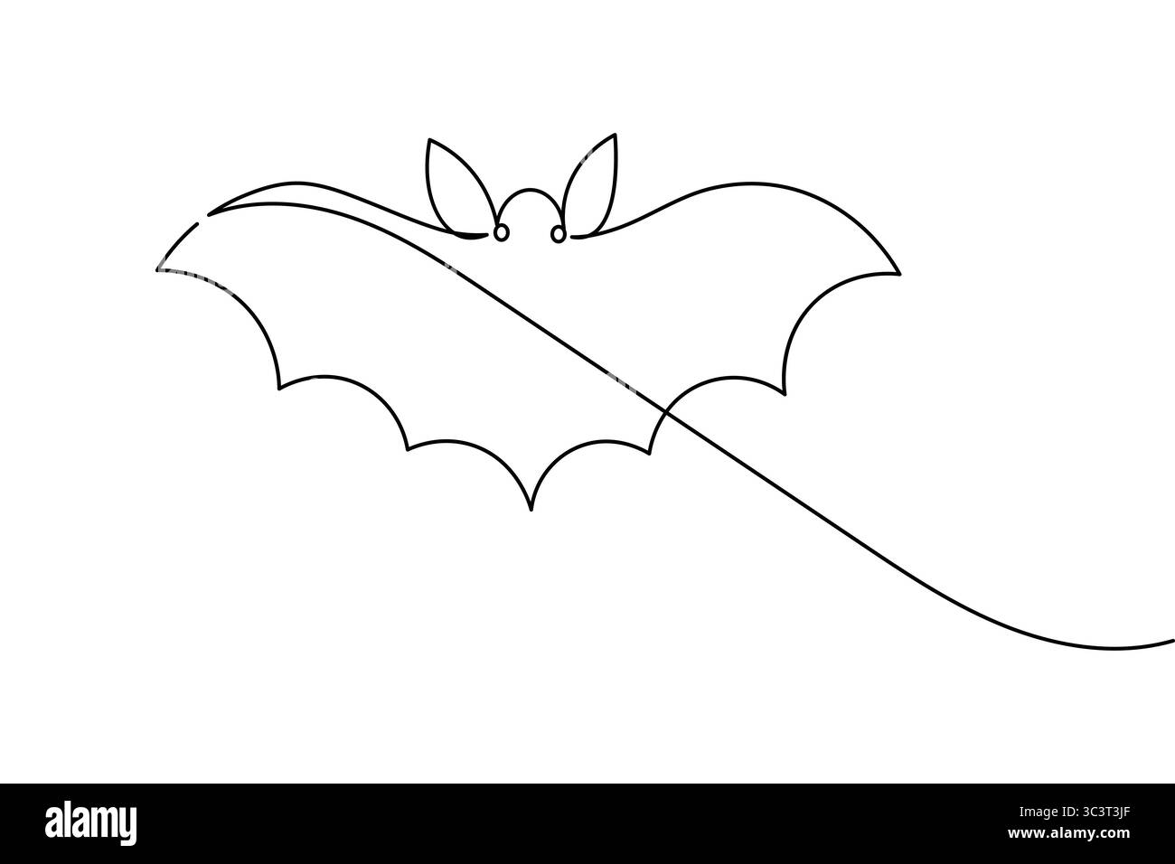 One line bat drawing in simple minimal style on clean white background ...