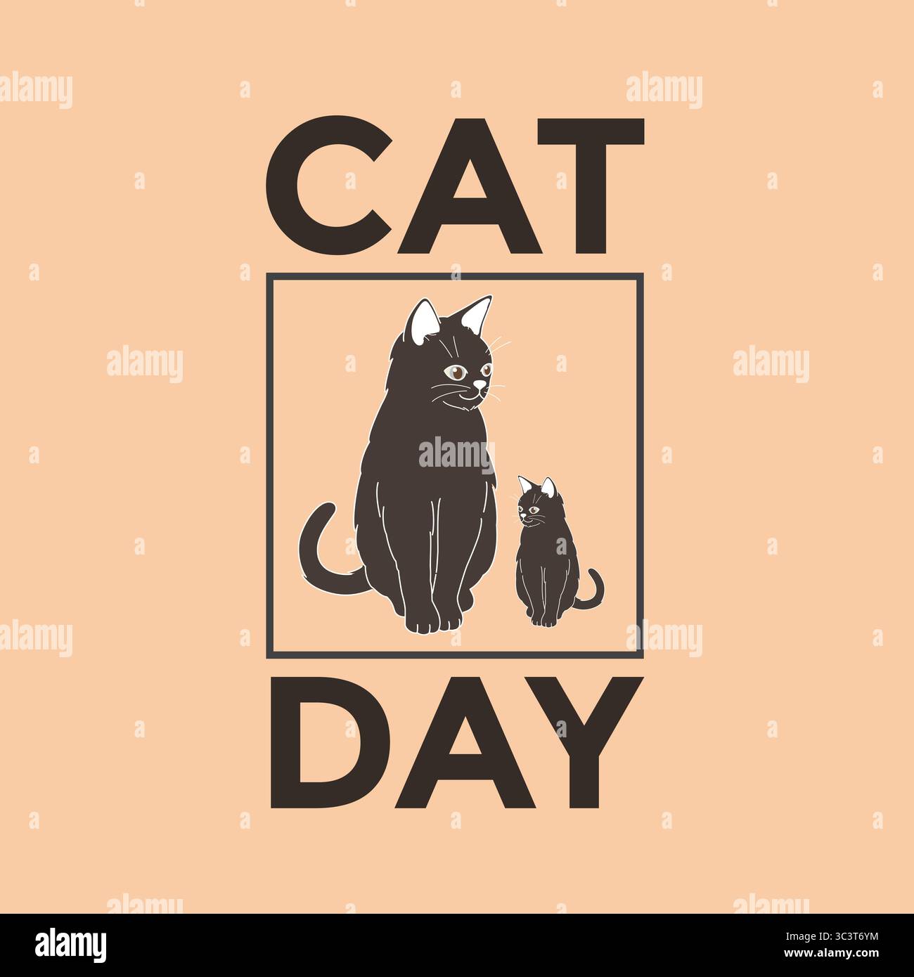 HD vector of 2 cats silhouette, 1 big & 1 small cat within square for ...