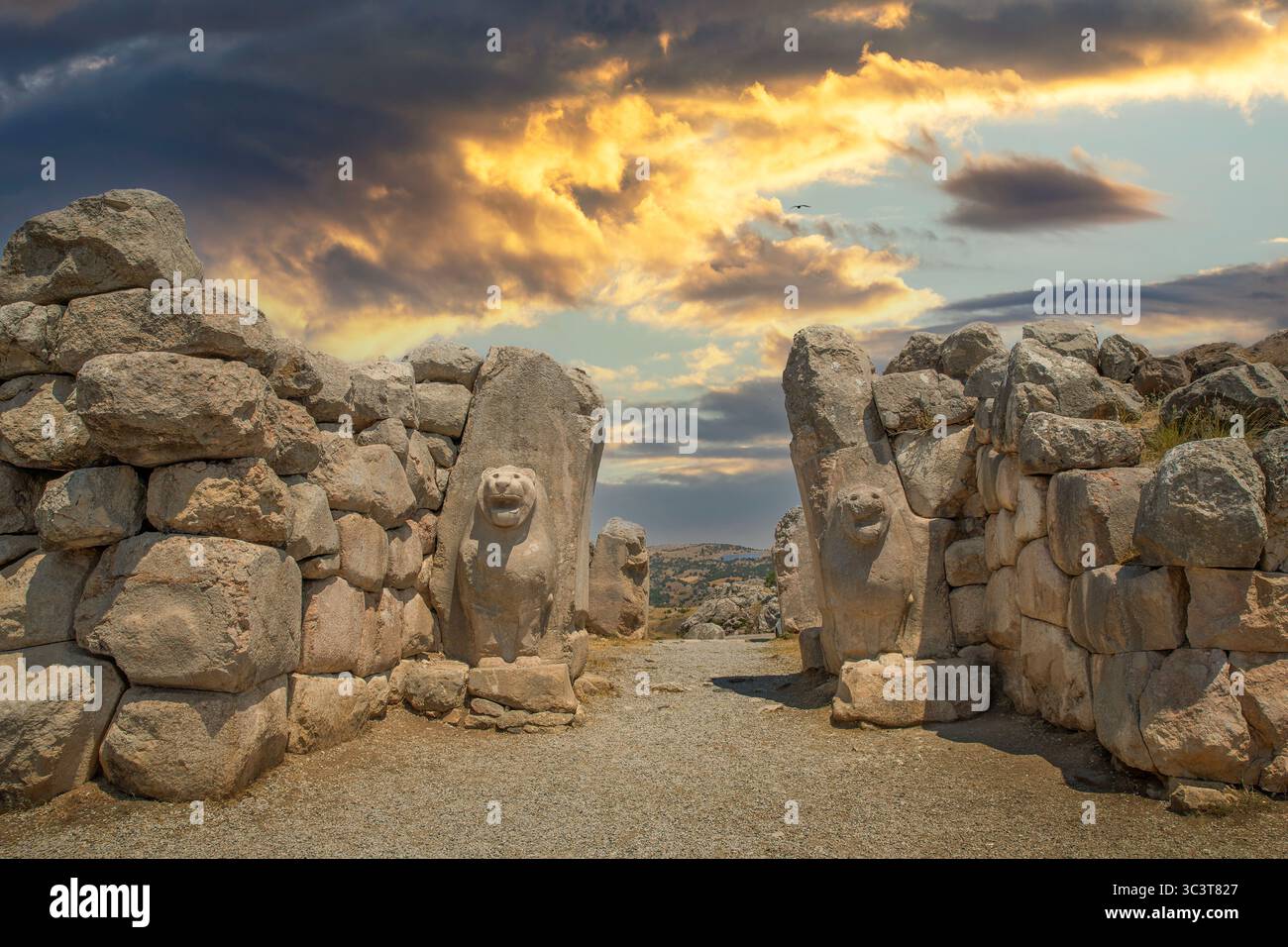 The Lion gate of Hattusa, the capital of the Hittite Empire, Bogazkale ...