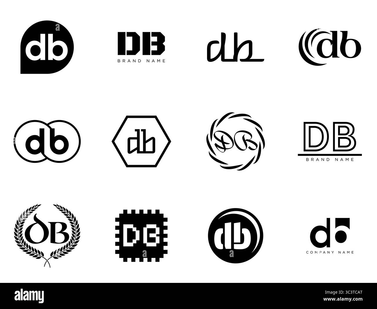 DB logo company template. Letter d and b logotype. Set different ...