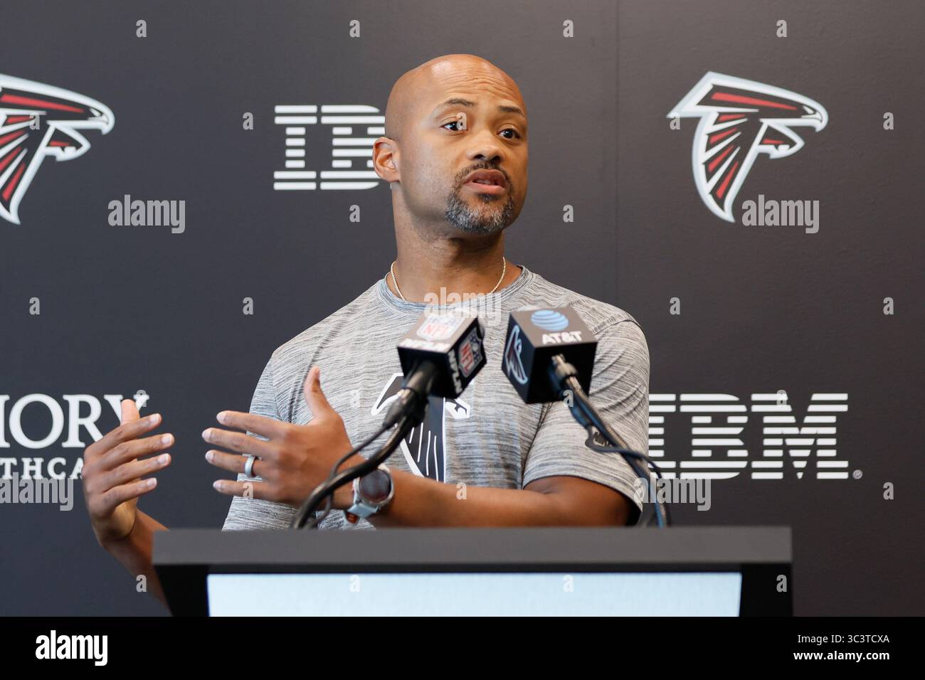 Atlanta Falcons general manager speaks to the media moments before the ...