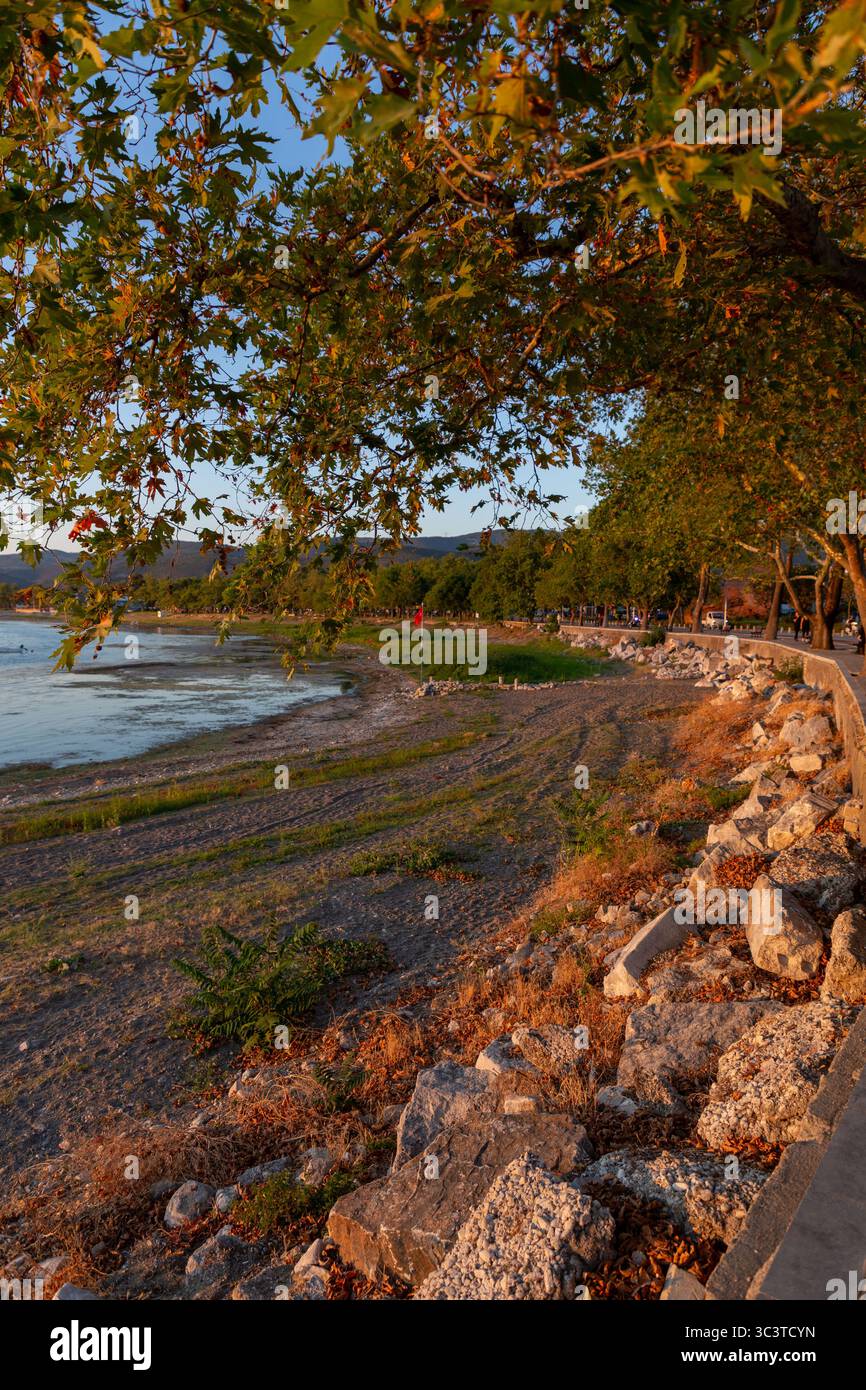 Iznik, Bursa, Turkiye - 20 JUL 2025: Lake Iznik and the coastline of ...