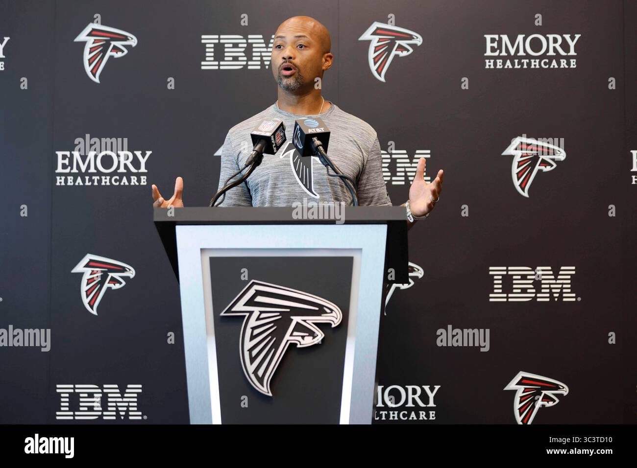Atlanta Falcons general manager speaks to the media moments before the ...