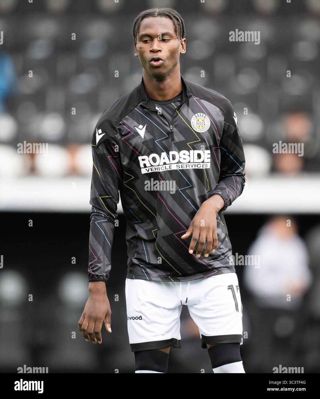 PAISLEY, SCOTLAND - July 27: St Mirren's Jalmaro Calvin warms up ahead ...