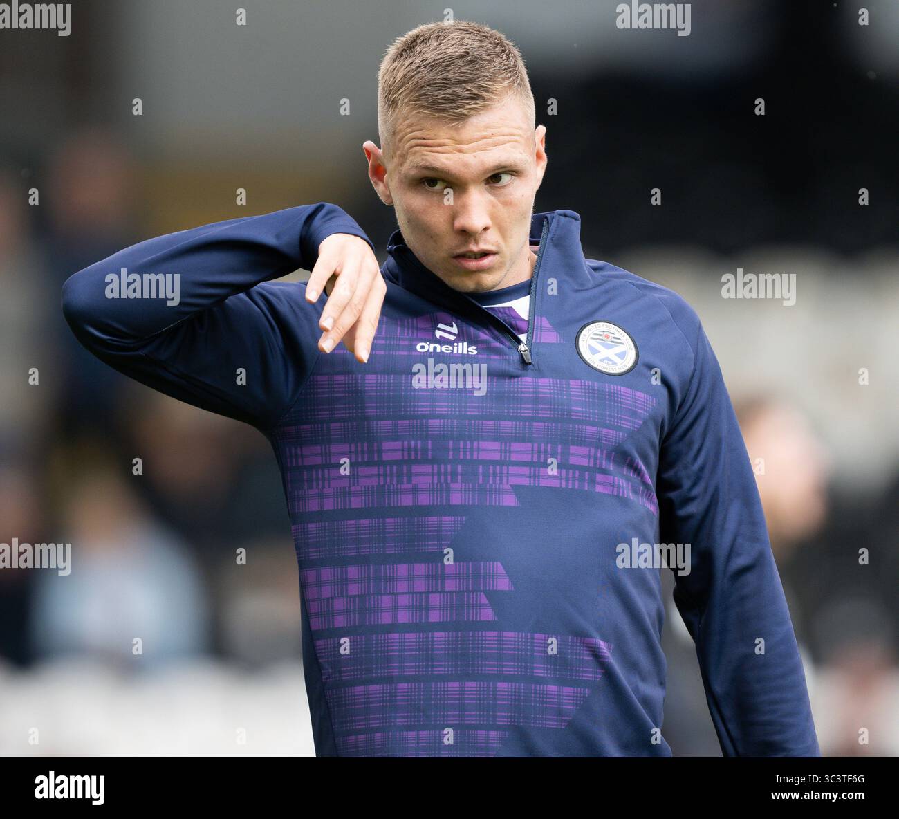 PAISLEY, SCOTLAND - July 27: Ayr United's Ethan Walker warms up ahead ...