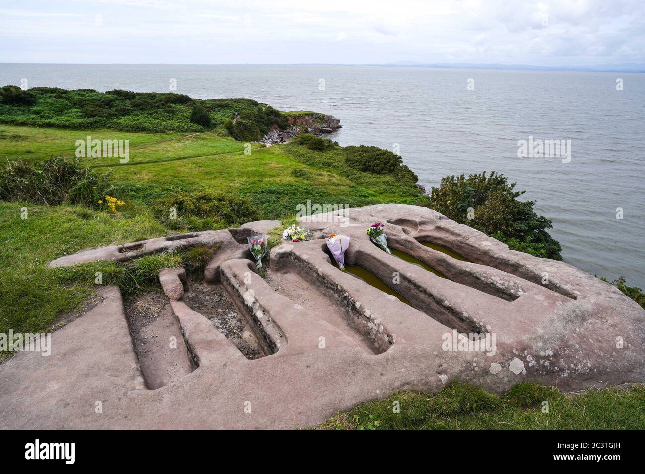 St Patrick's Chapel, Heysham 27th July 2025: Floral tributes have been ...