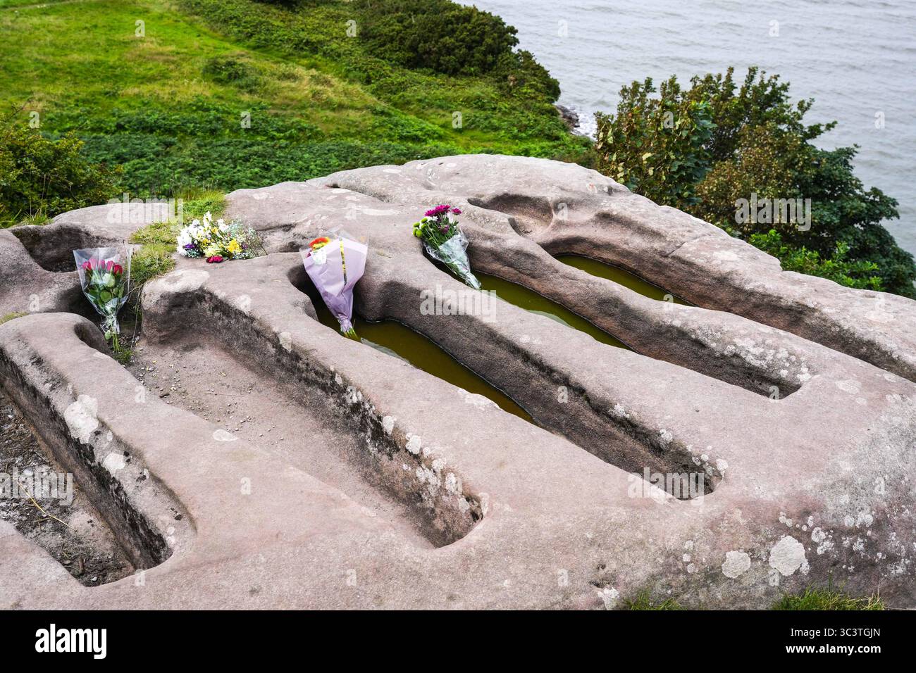 St Patrick's Chapel, Heysham 27th July 2025: Floral tributes have been ...