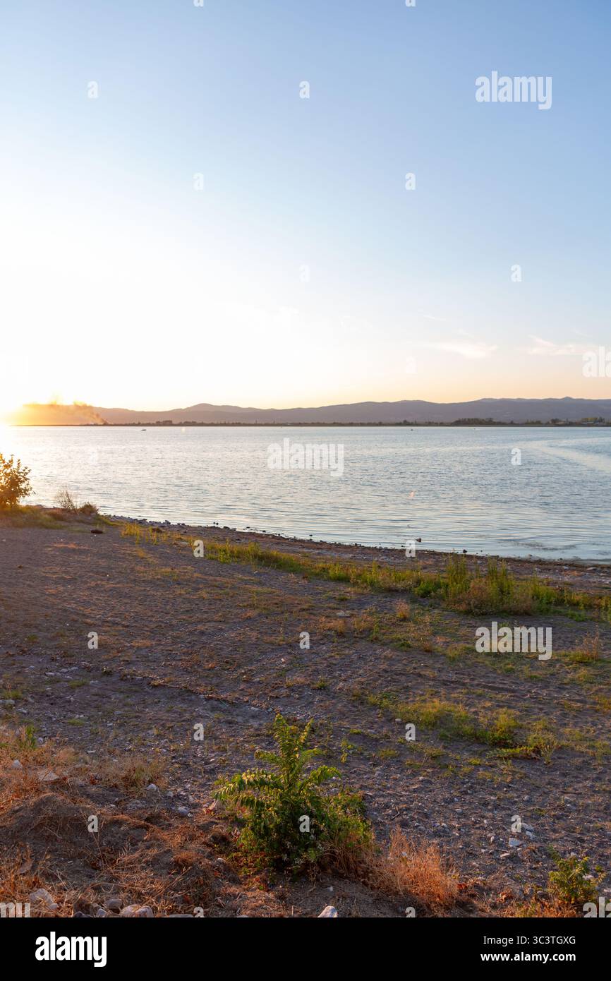 Lake Iznik and the coastline of Iznik town, historically known as Nicea ...