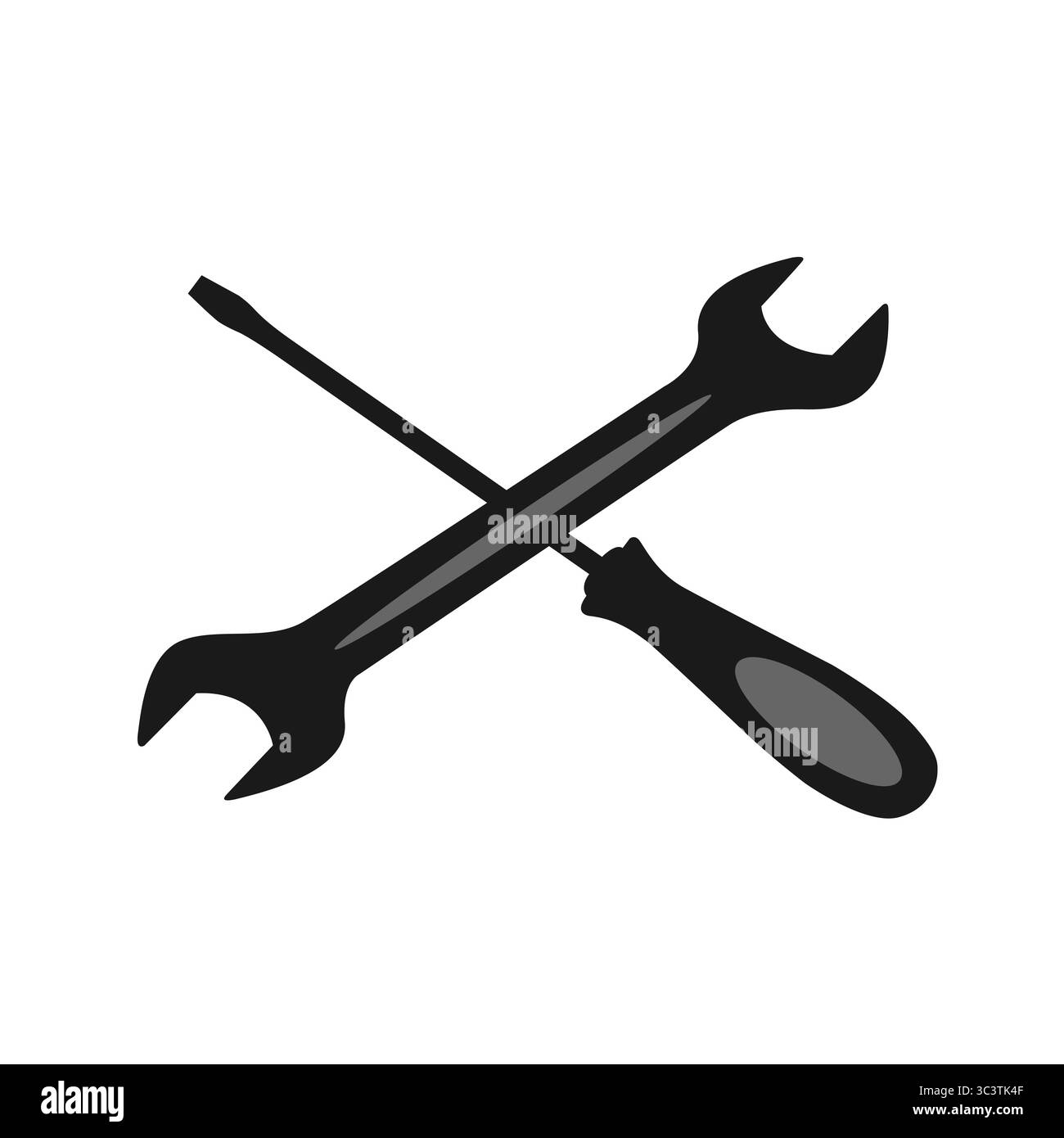 Wrench and screwdriver repair tools icon isolated on white vector flat ...